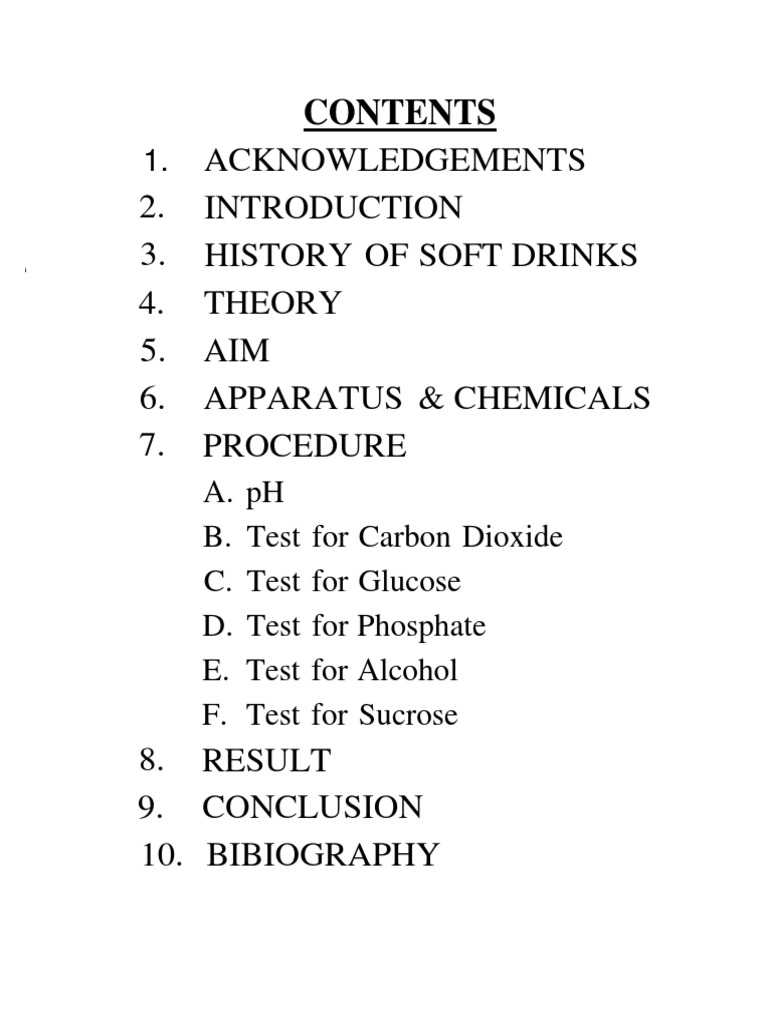 School Project On Soft Drinks | PDF | Glucose | Soft Drink