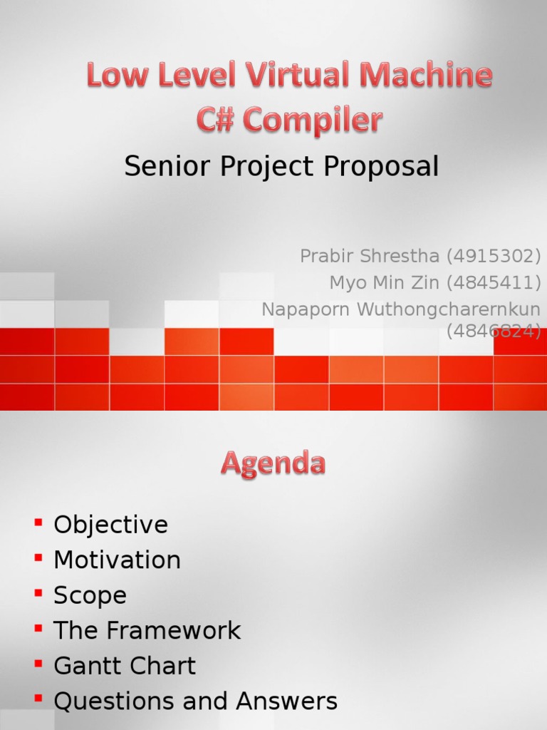 Low Level Virtual Machine C# Compiler Senior Project Proposal ... Low Level Virtual Machine C# Compiler Senior Project Proposal ...