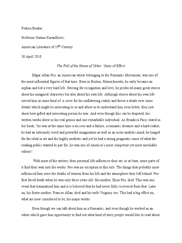 The Fall of The House of Usher-The Unity of Effect | PDF | Science ...