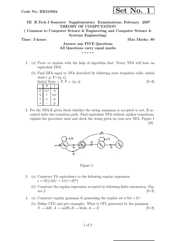 Rr310504 Theory Of Computation Mathematical Logic Formal Methods Free 30 Day Trial Scribd
