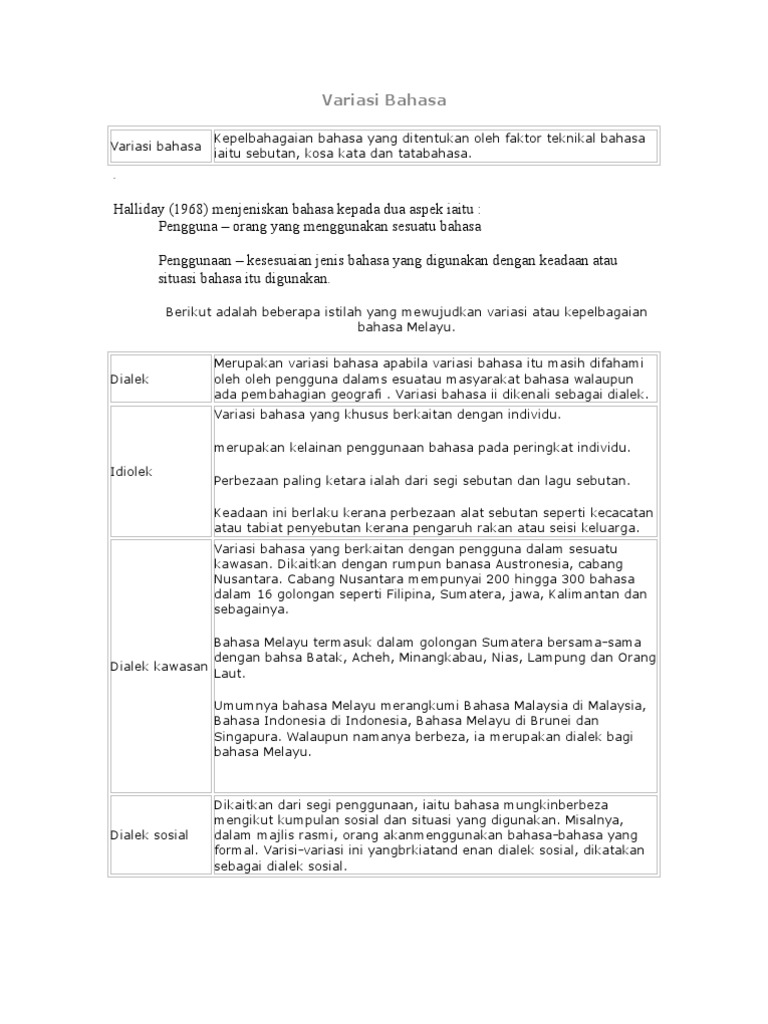 Variasi Bahasa | PDF