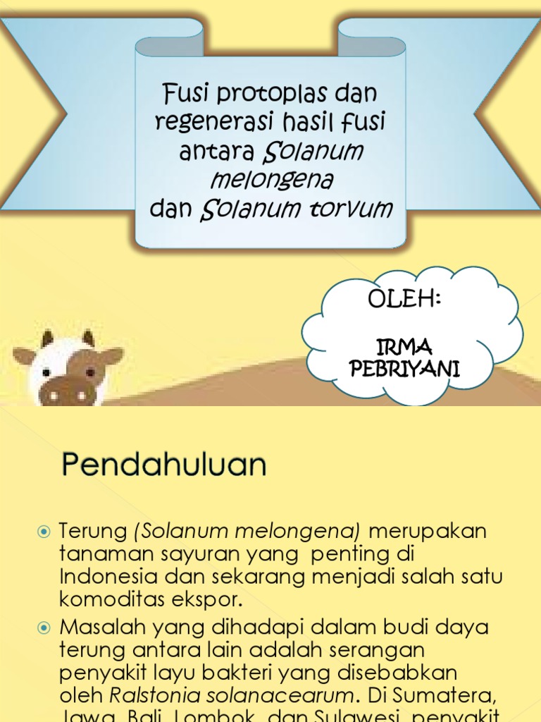 FUSI PROTOPLAS DAN REGENERASI HIBRIDA SOMATIK ANTARA SOLANUM MELONGENA ...