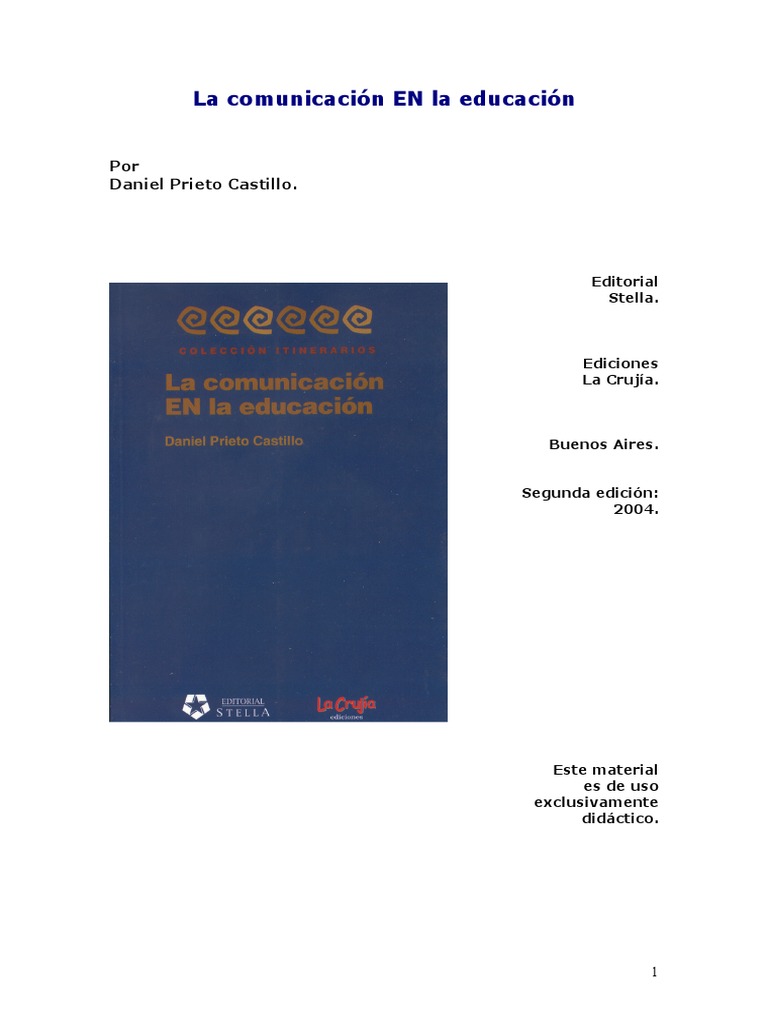 Prieto Castillo Daniel Comunicacion | PDF | Aprendizaje | Conocimiento