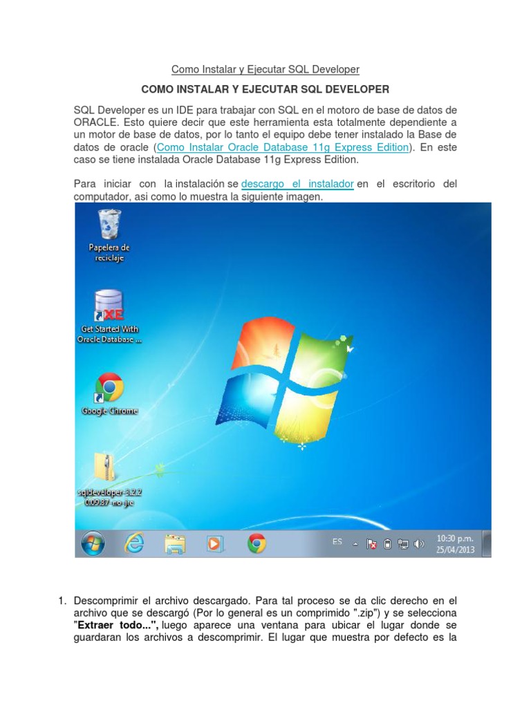 Como Instalar y Ejecutar SQL Developer | PDF | SQL | Archivo de computadora