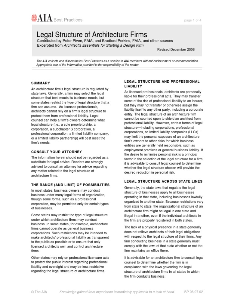 Legal Structure of Architecture Firms | PDF