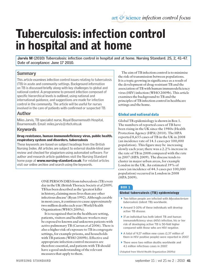 Tuberculosis Infection Control in Hospital and at Home | PDF ...