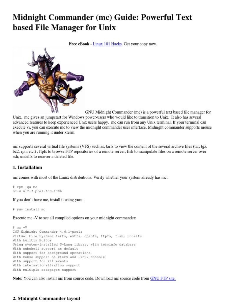 Midnight Commander Guide | PDF | Command Line Interface | Menu (Computing)