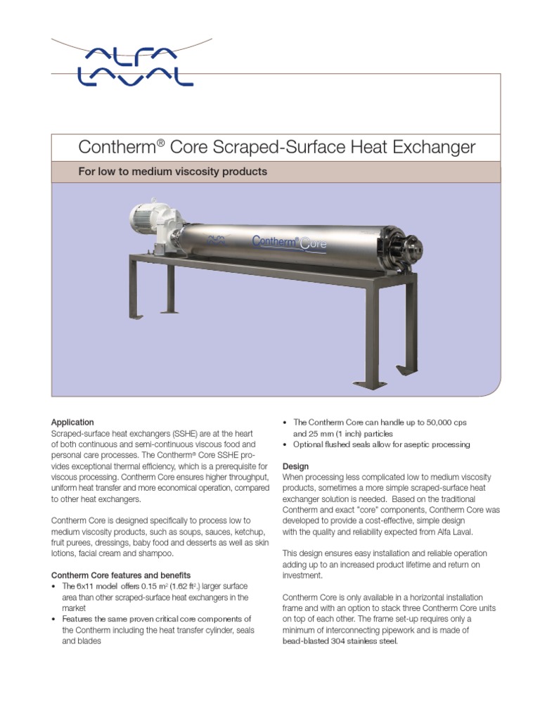 Contherm® Core Scraped-Surface Heat Exchanger | PDF | Cylinder (Engine ...