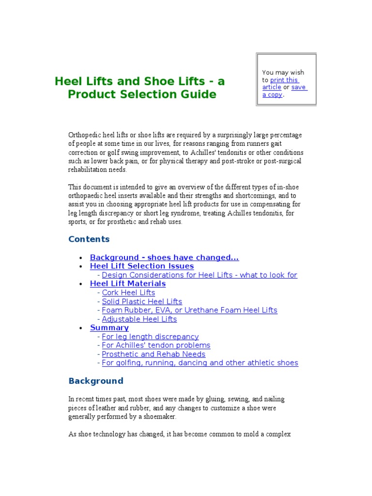Heel Lifts and Shoe Lifts | PDF | Shoe | Foot