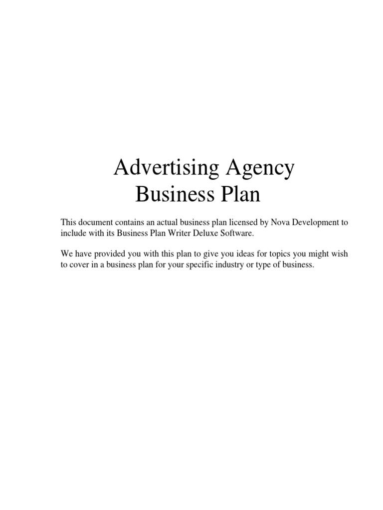 Advertising Agency Business Plan | PDF | Advertising | Sales
