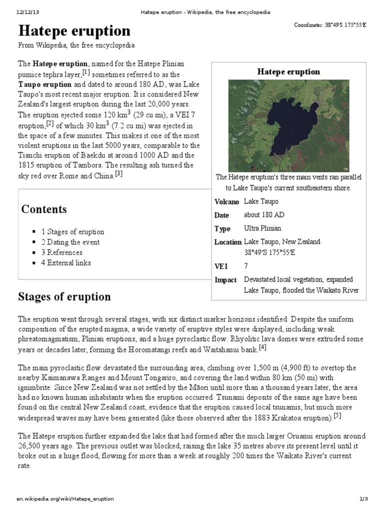 Hatepe Eruption | PDF | Volcanic Landforms | Geology