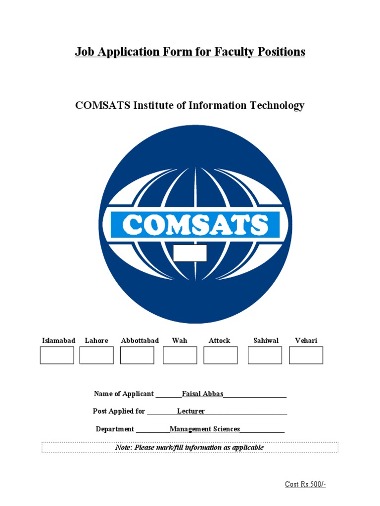 Application Form Faculty | PDF | Academic Degree | Academia
