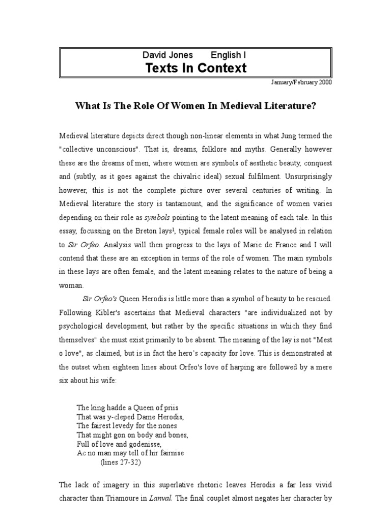 Women in Medieval Literature Roles | PDF | Carl Jung