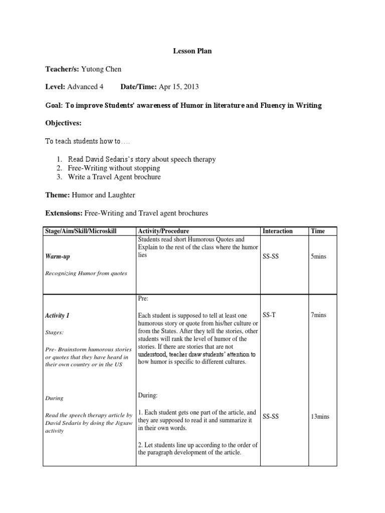 lesson plan humor | Humour | Brainstorming