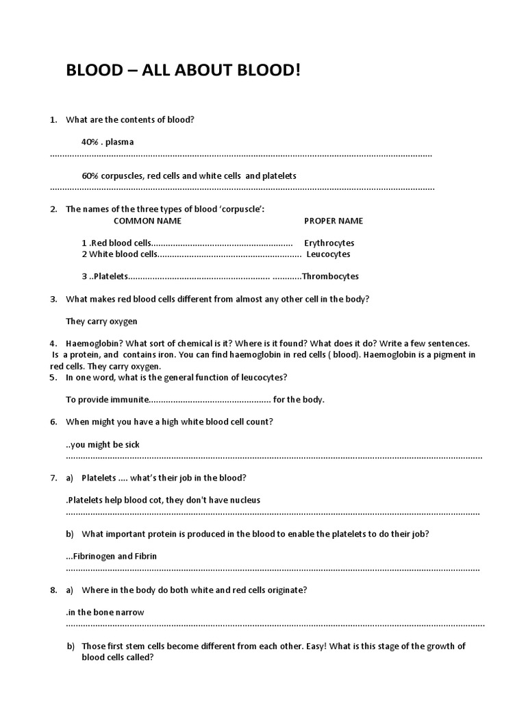 BLOOD PPT Questions | PDF | Cooking, Food & Wine | Wellness