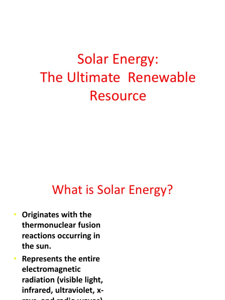 Solar Energy: The Ultimate Renewable Resource | PDF | Solar Energy ...