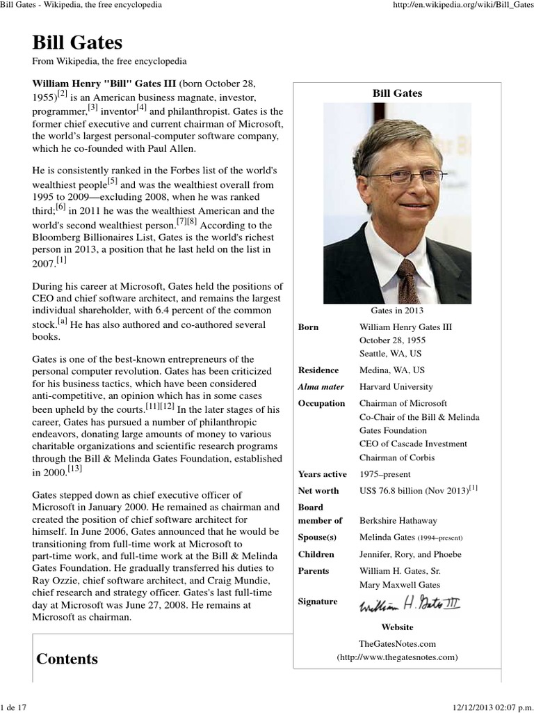 Bill Gates - Wikipedia, The Free Encyclopedia | Computing | Technology