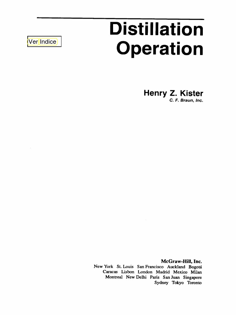 Distillation Operation Henry Z.kister | PDF