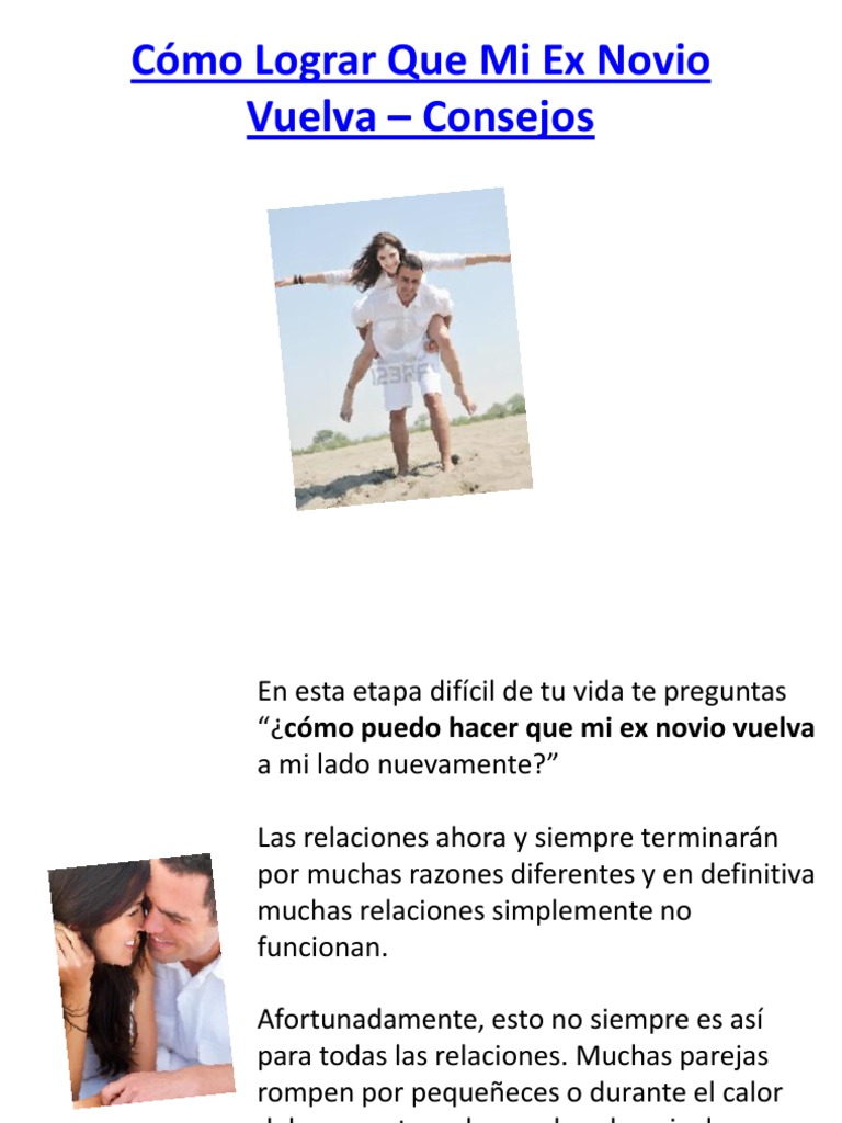 Cómo Lograr Que Mi Ex Novio Vuelva - Consejos | PDF | Amor | Ocio