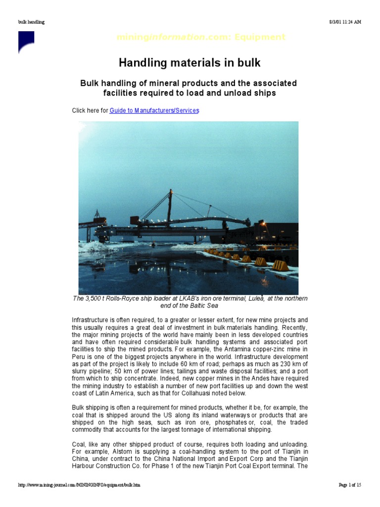 Bulk Cargo Handling | PDF | Port | Ships