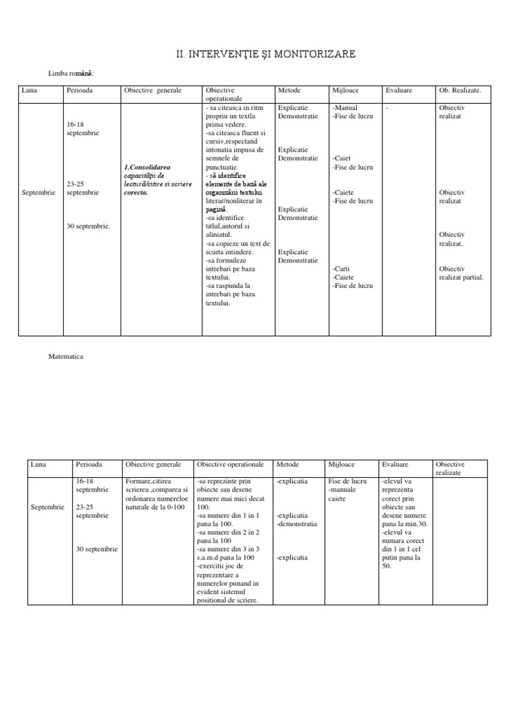 Plan de Interventie Personalizat Copii CES | PDF