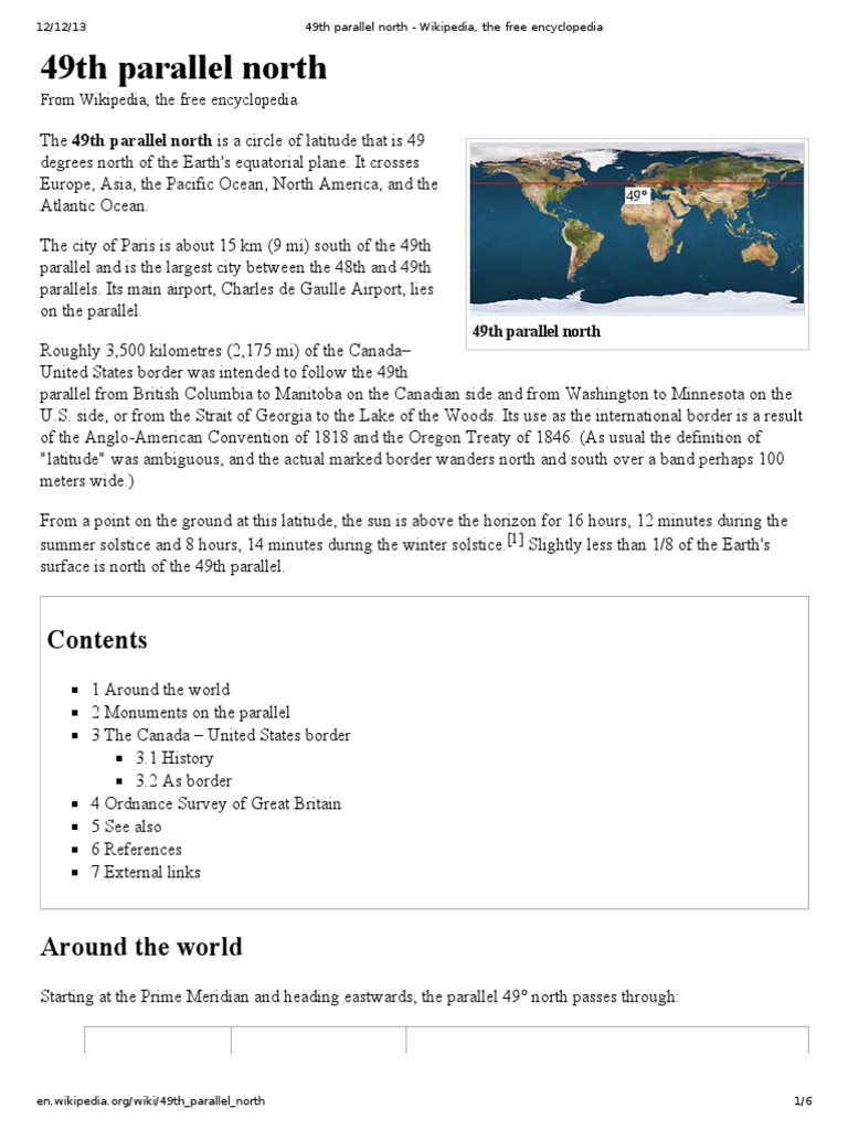 49th Parallel North | PDF | Geomatics | Physical Geography