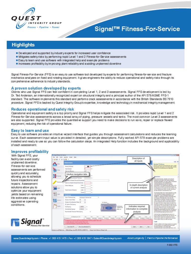 Signal FFS Software Datasheet | PDF | Fracture | Reliability Engineering
