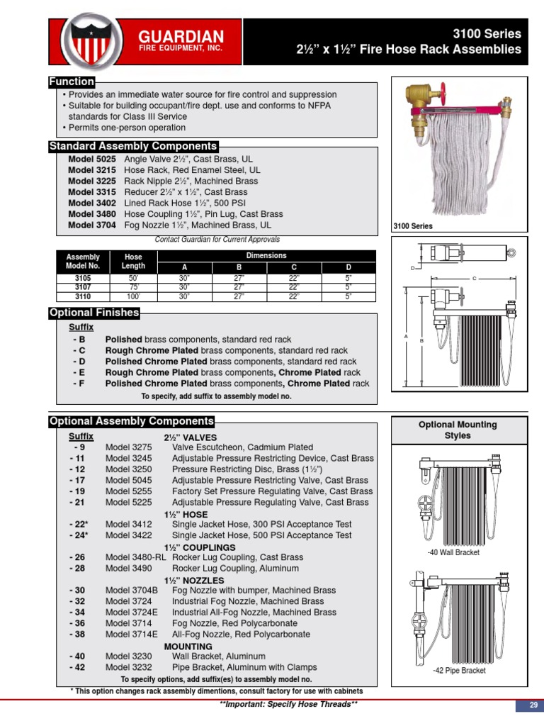 2.5x1.5 Fire Hose Rack Assemblies | PDF | Brass | Hose