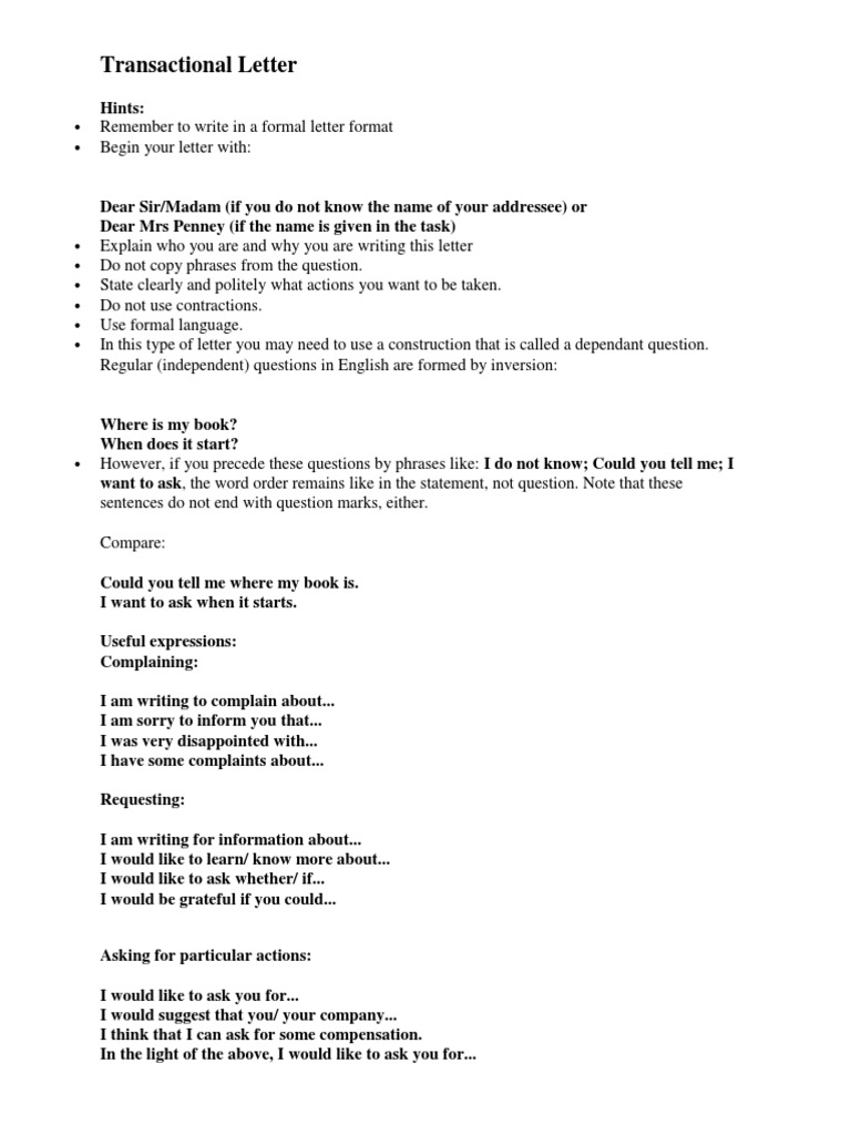 Transactional Letter | PDF | Question | Cognitive Science