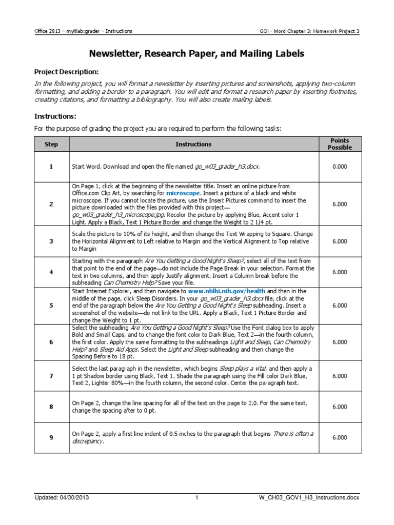 Office 2013 Word Project Instructions | PDF | Paragraph | Citation