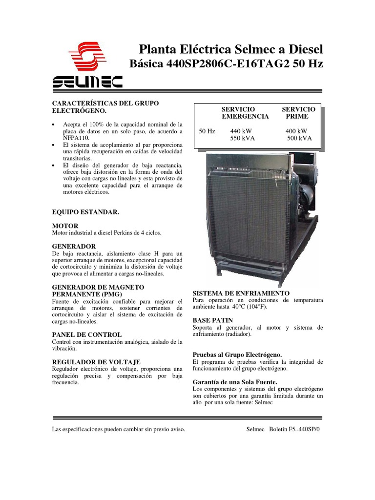 Selmec 440SP2806C-E16TAG2 SEL-E-804 Capacidad 440 KW | Generador ...