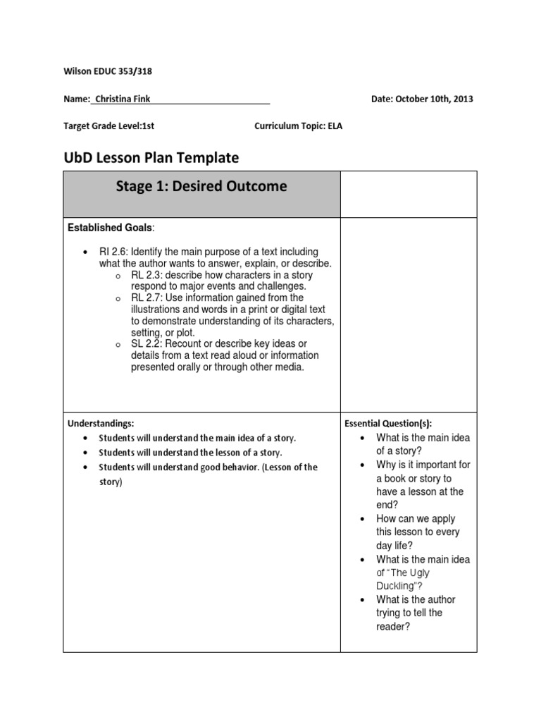 Ugly Duckling Activity Sheet