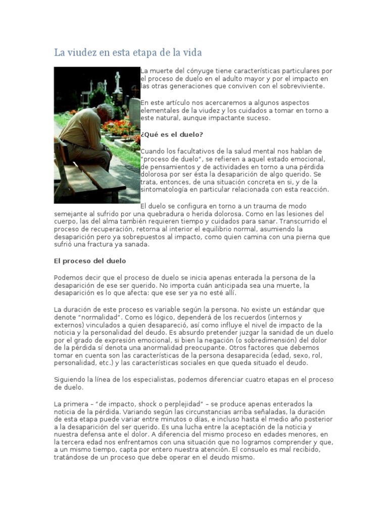 Duelo y viudez en adultos mayores | PDF | Dolor | Vejez