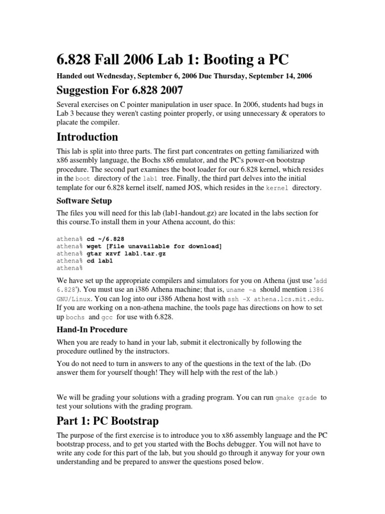 Lab 1 | PDF | Booting | Bios