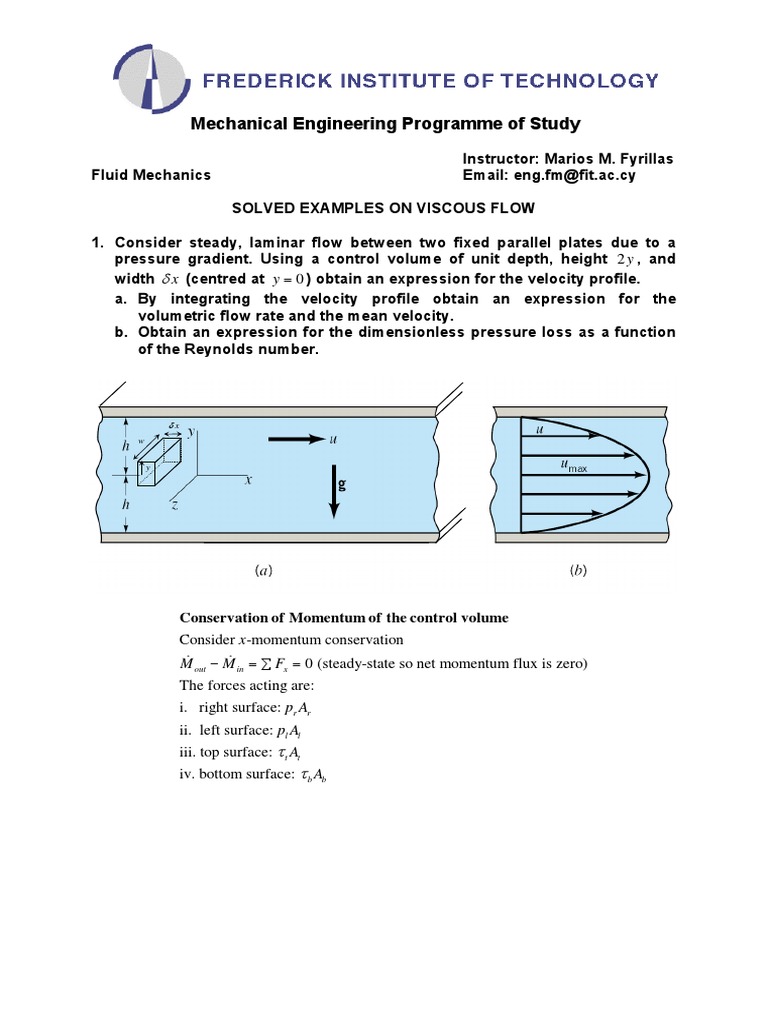 Analysis of Laminar Flow Between Parallel Plates and Applications of ...