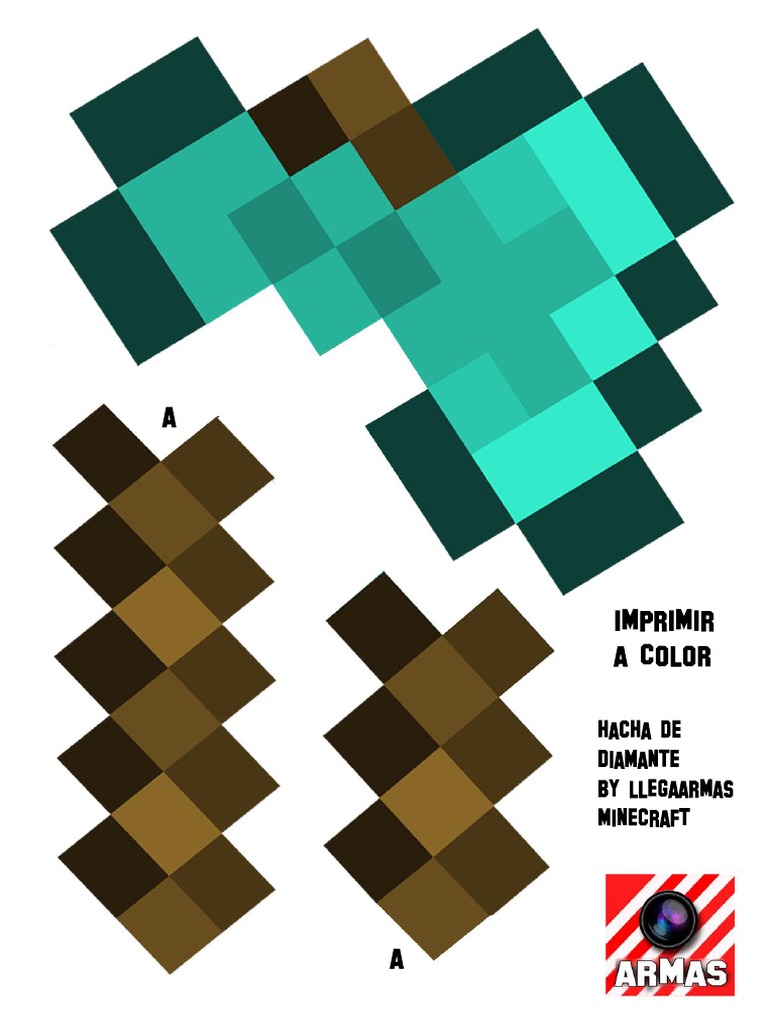 Plantilla Hacha de Diamante Minecraft LlegaArmas
