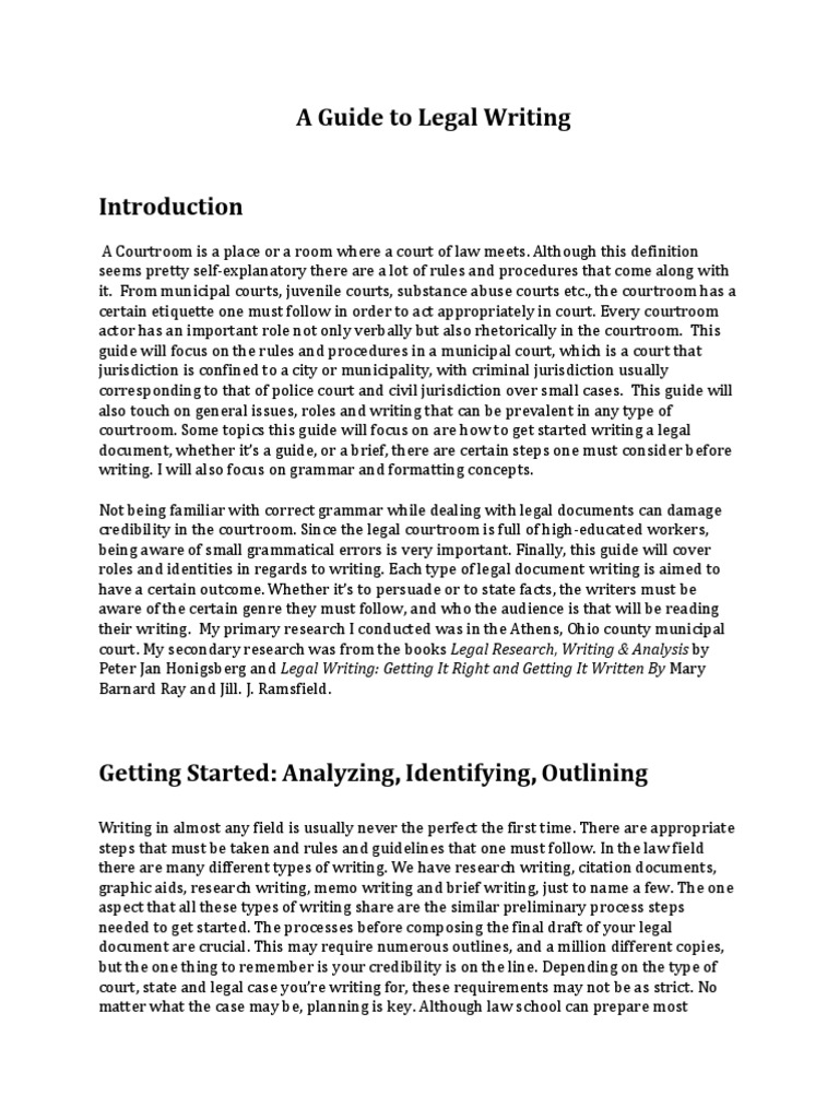 A Guide To Legal Writing | PDF | Brief (Law) | Jargon