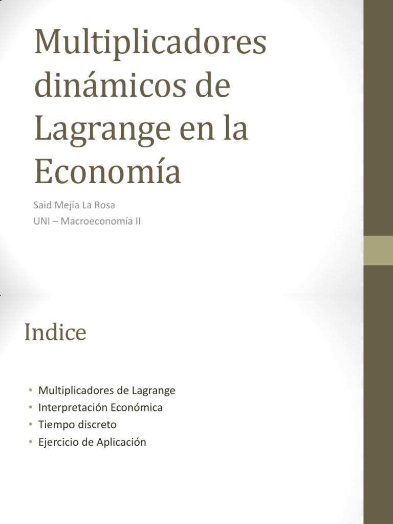 Multiplicadores de Lagrange en La Economia | PDF | Macroeconómica | Enseñanza de matemática