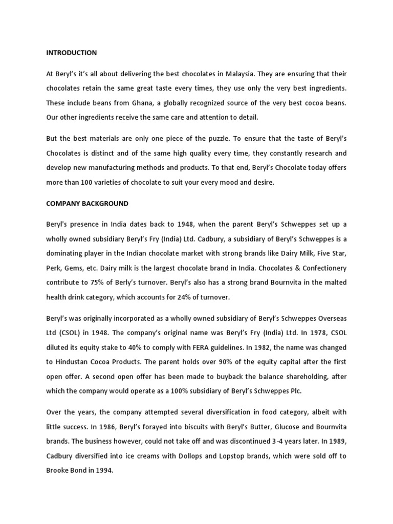 Introduction | PDF | Chocolate | Food And Drink
