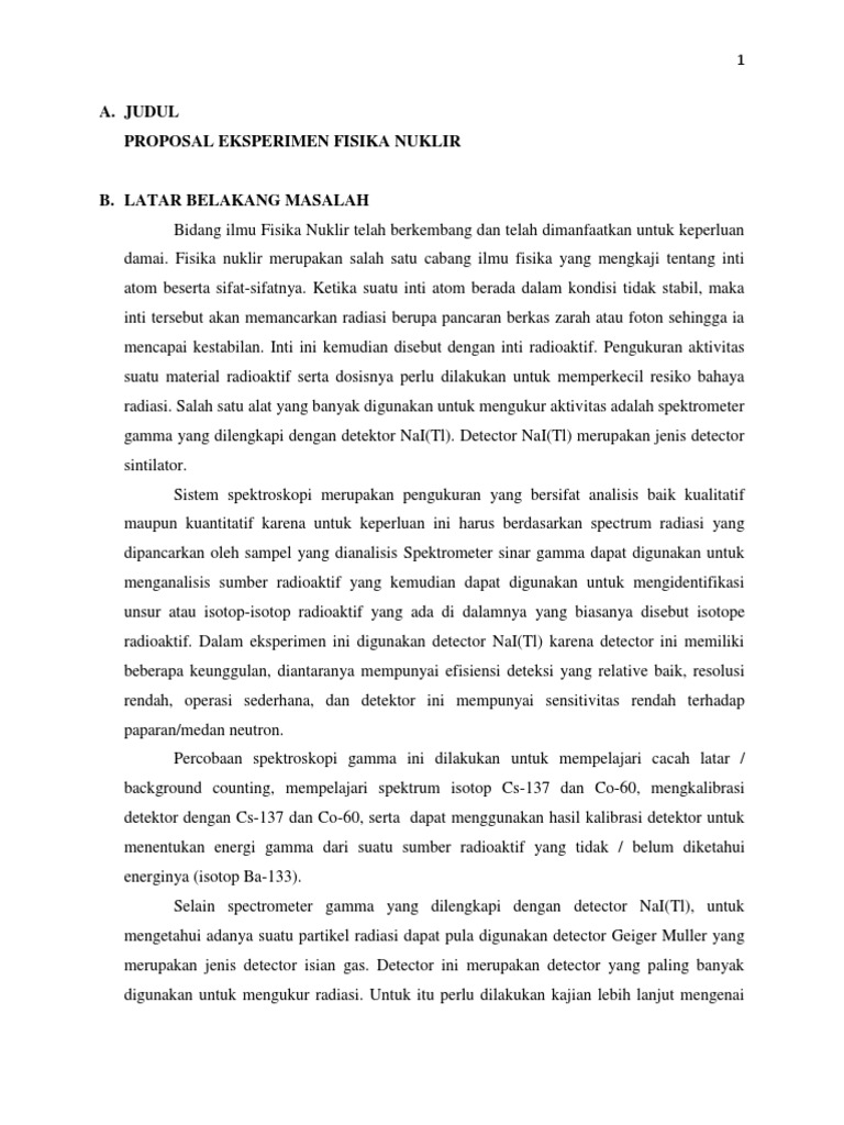 Proposal Fisika Inti | PDF | Sains & Matematika
