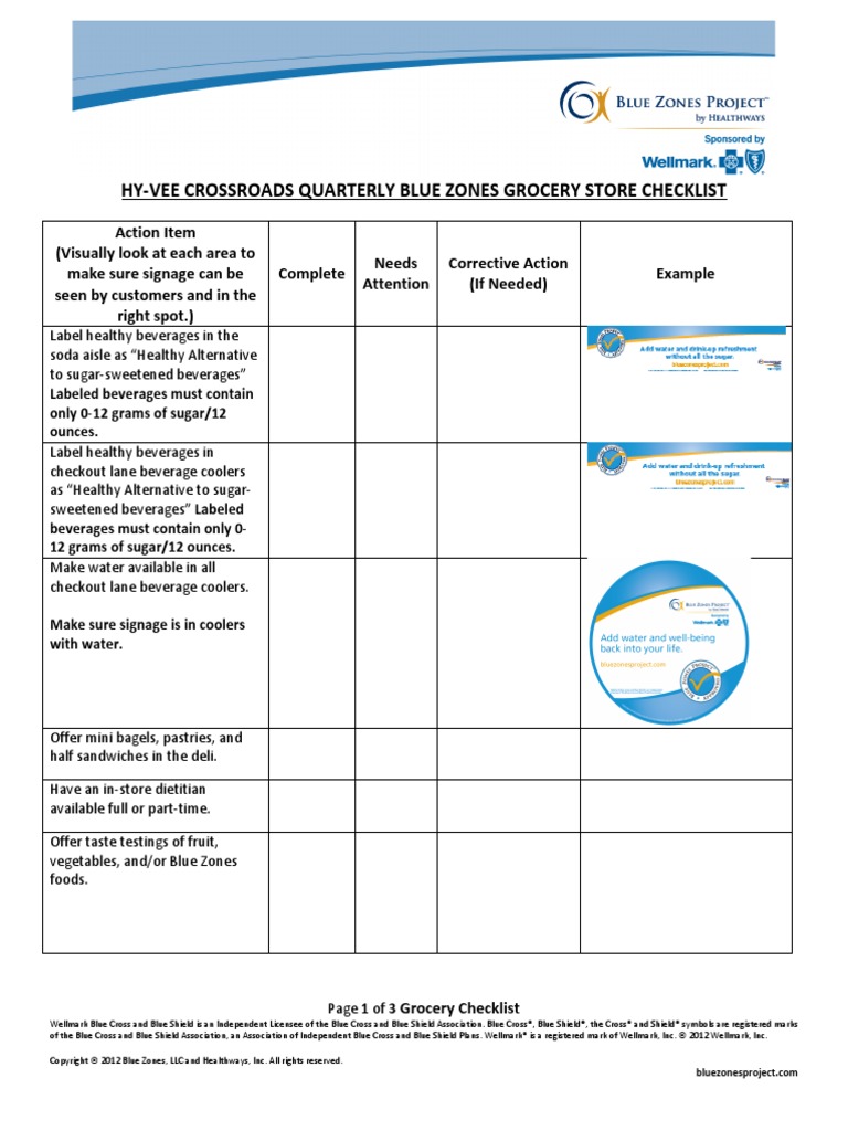 Waterloo Hy-Vee Crossroads Grocery Store Pledge Checklist-1 | PDF ...