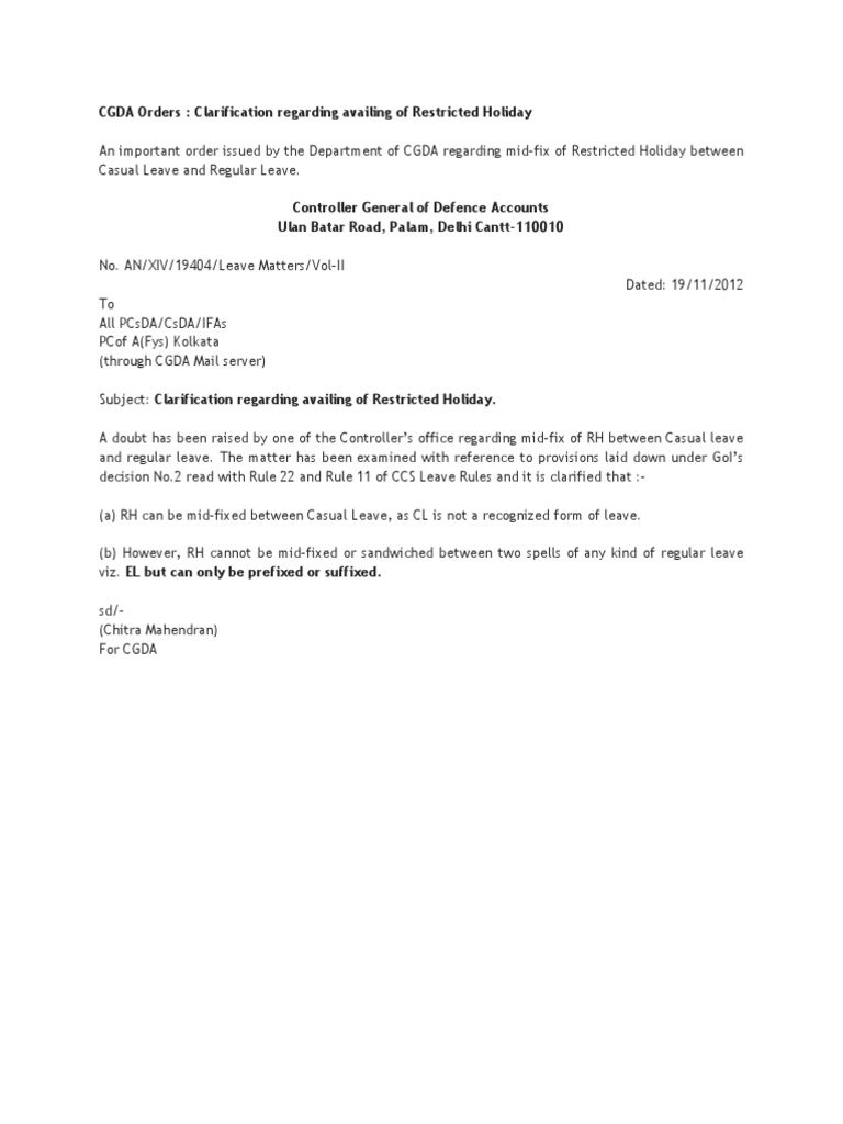 Clarification on Restricted Holiday Use | PDF | Law | Technology ...