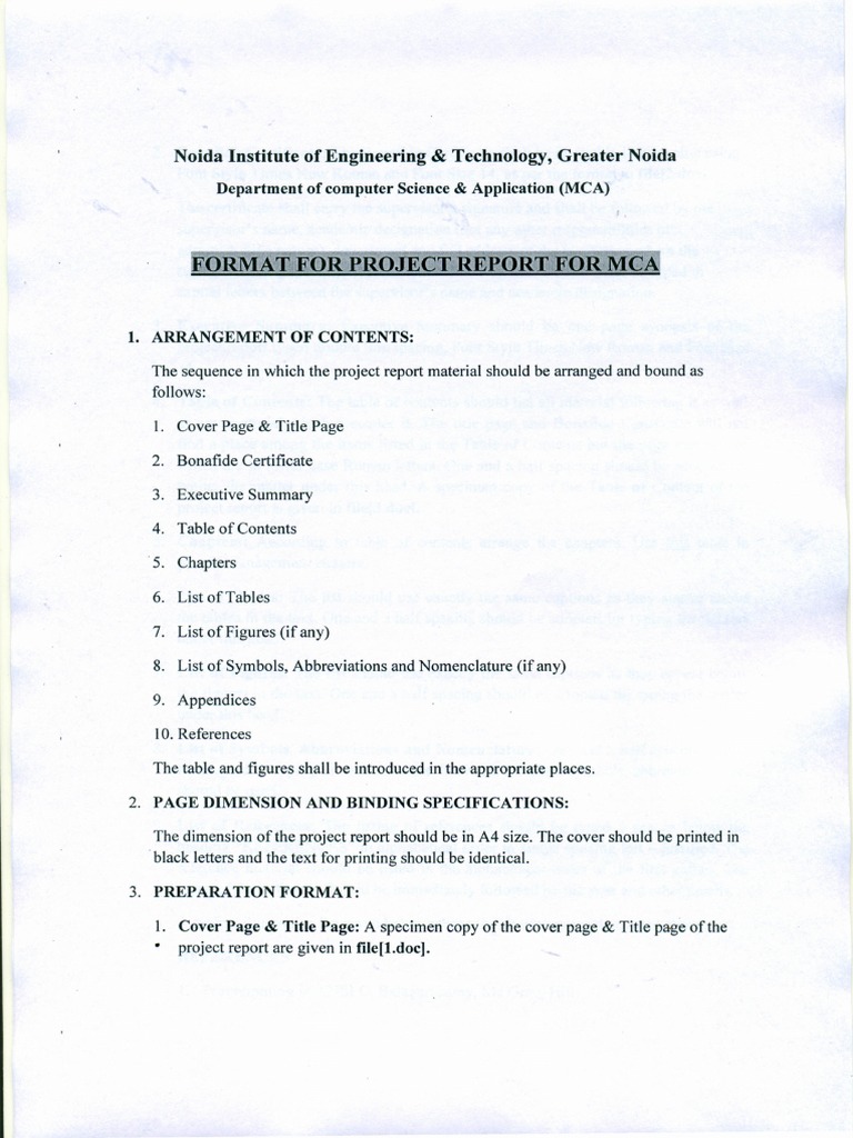 MCA Project Format | PDF