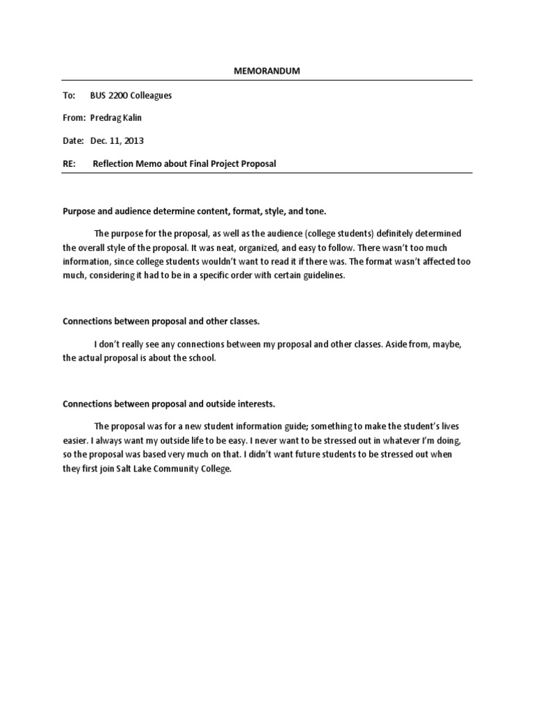 Reflection Memo | PDF