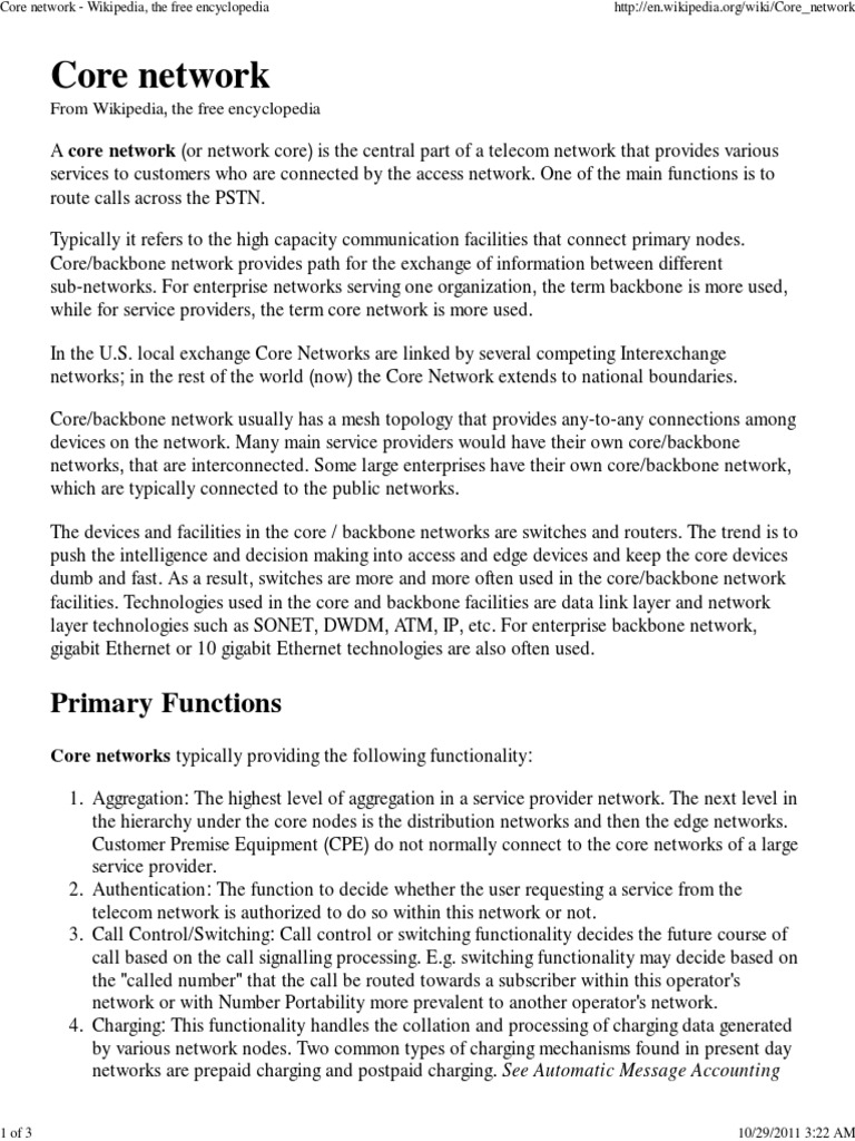 Core Network | PDF | Computer Network | Telecommunications