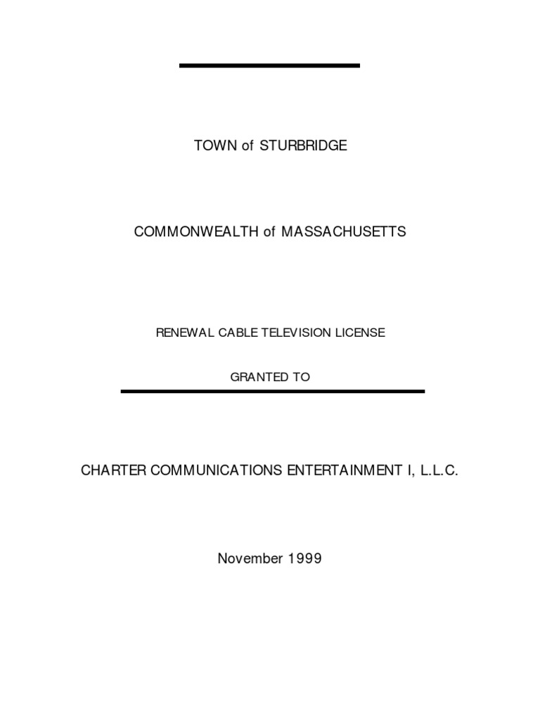 1999 Charter Contract | PDF | Cable Television | License
