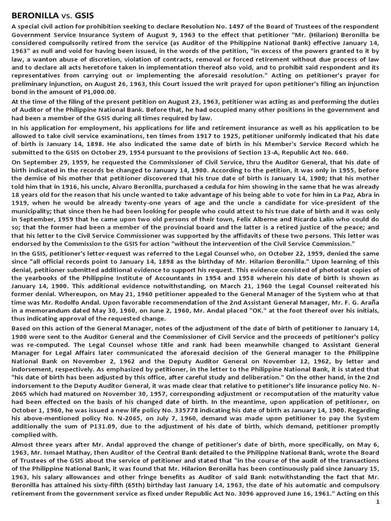Beronilla vs. Gsis | PDF | Estoppel | Board Of Directors