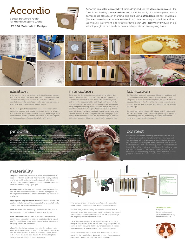Team Slow Loris Poster | PDF | 3 D Printing | Solar Cell