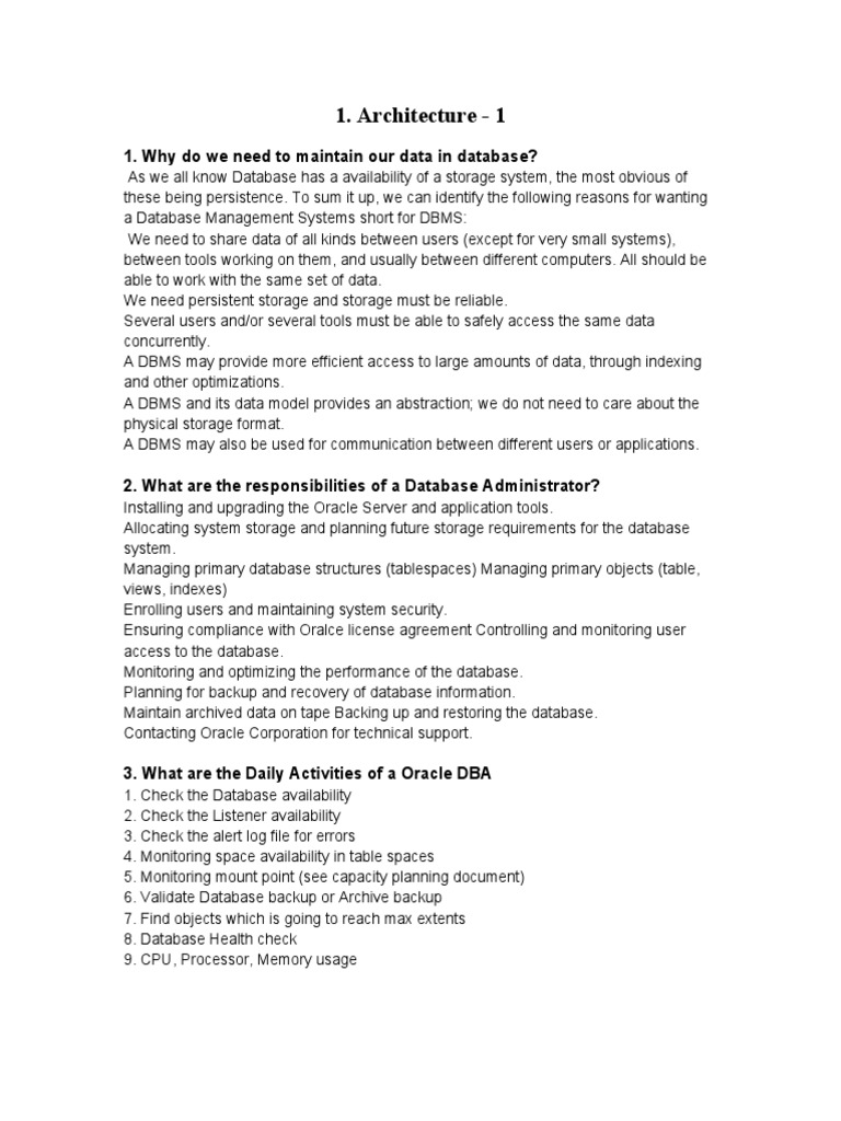 Oracle Architecture 1 Pdf Oracle Database Databases