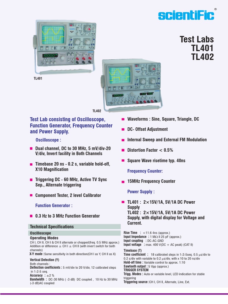 Test Labs TL401 TL402: Test Lab Consisting of Oscilloscope, Function ...